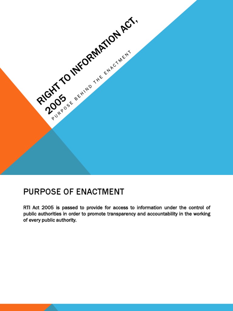 RTI Act, 2005 | PDF | Freedom Of Information Laws By Country | Applied ...