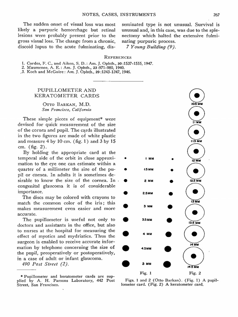 Pupillometer and Keratometer Cards | PDF | Eye | Ophthalmology