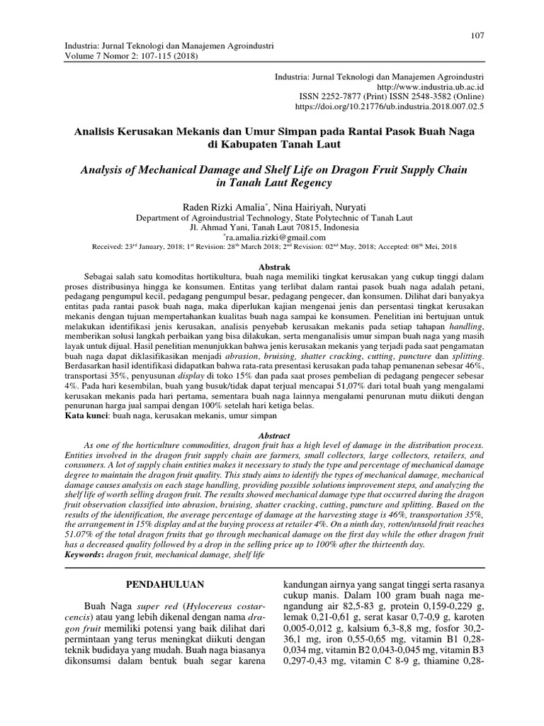 Kerusakan & Umur Simpan Buah Naga | PDF | Sains & Matematika ...