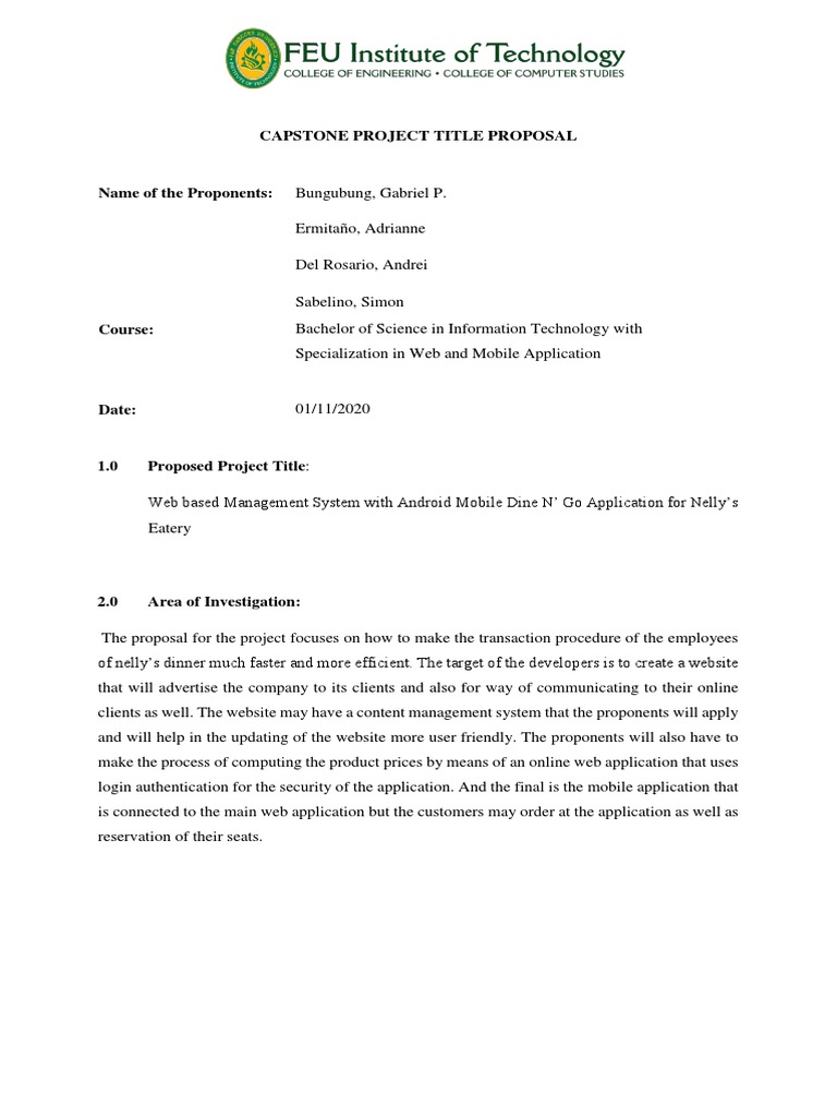 Capstone Project Proposal Nellys | PDF | Web Application | Application ...