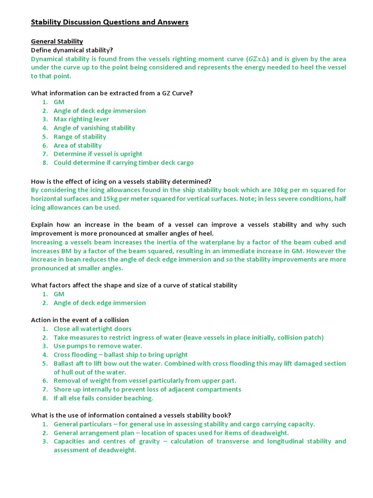 Ship Stability Questions and Answers | PDF | Heavy Industry | Ships