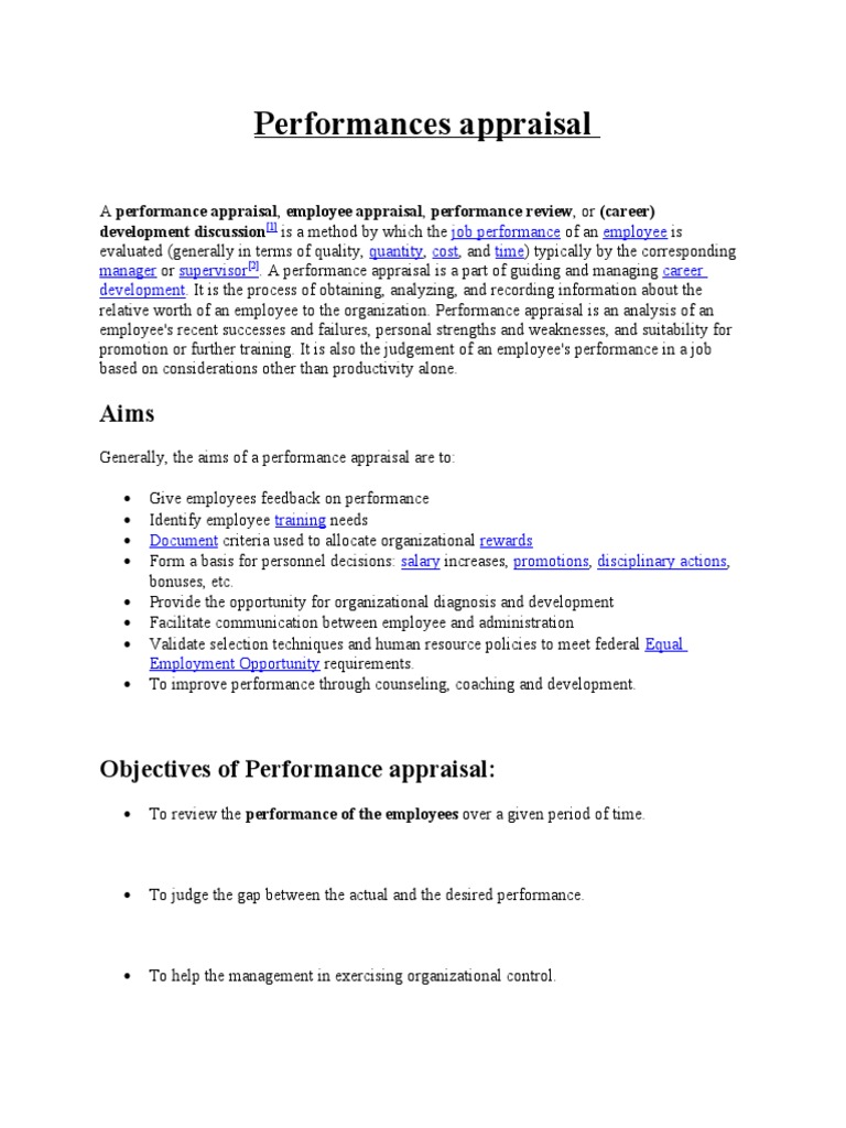 Performances Appraisal: Development Discussion | PDF | Performance ...