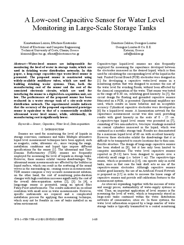 A Low-Cost Capacitive Sensor For Water Level Monitoring in Large-Scale ...