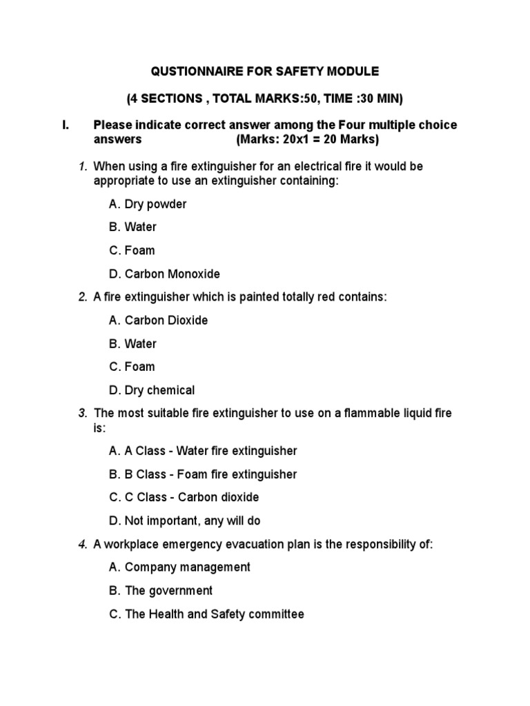 Questions For Safety Module | PDF | Workers' Compensation ...
