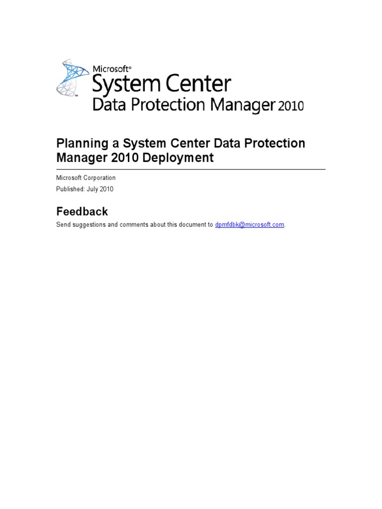 Planning A System Center Data Protection Manager 2010 Deployment | PDF ...