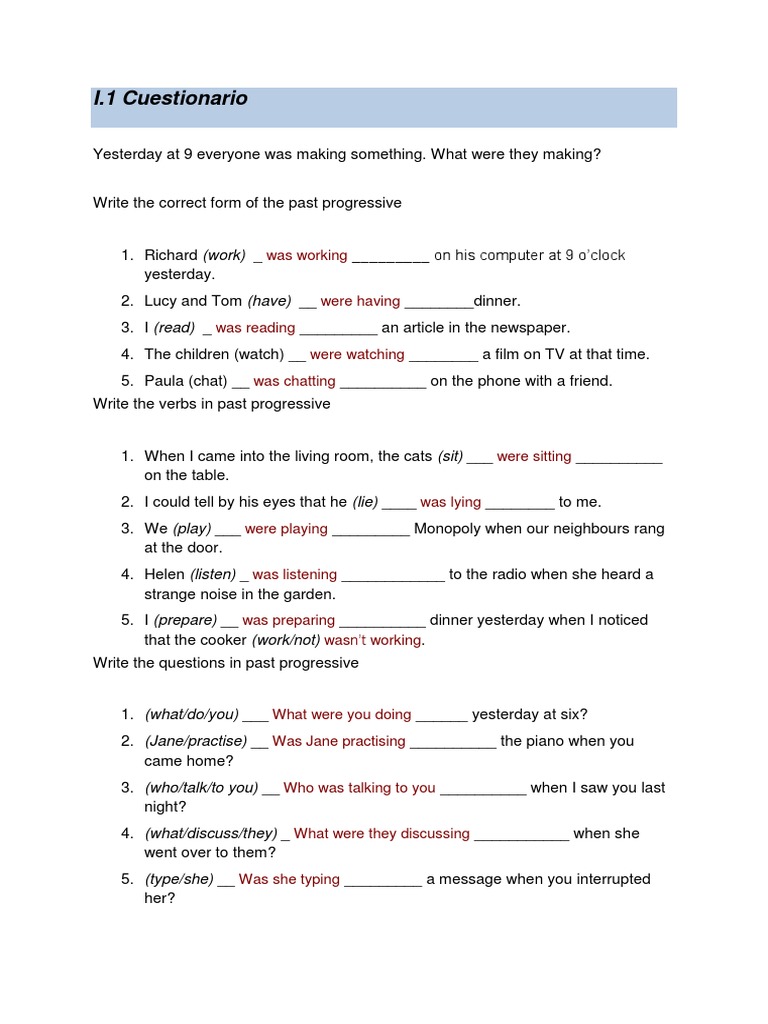 Past Progressive - Resuelto | PDF