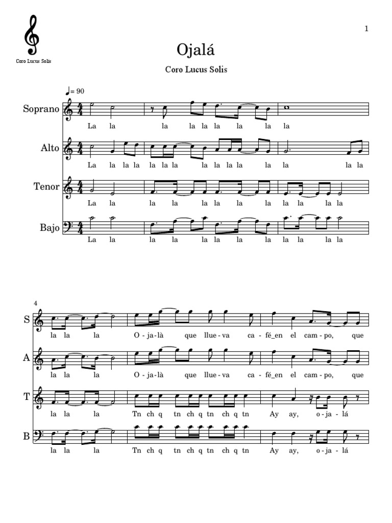 Ojala Que Llueva Cafe SATB | PDF | Musica coral | Música vocal