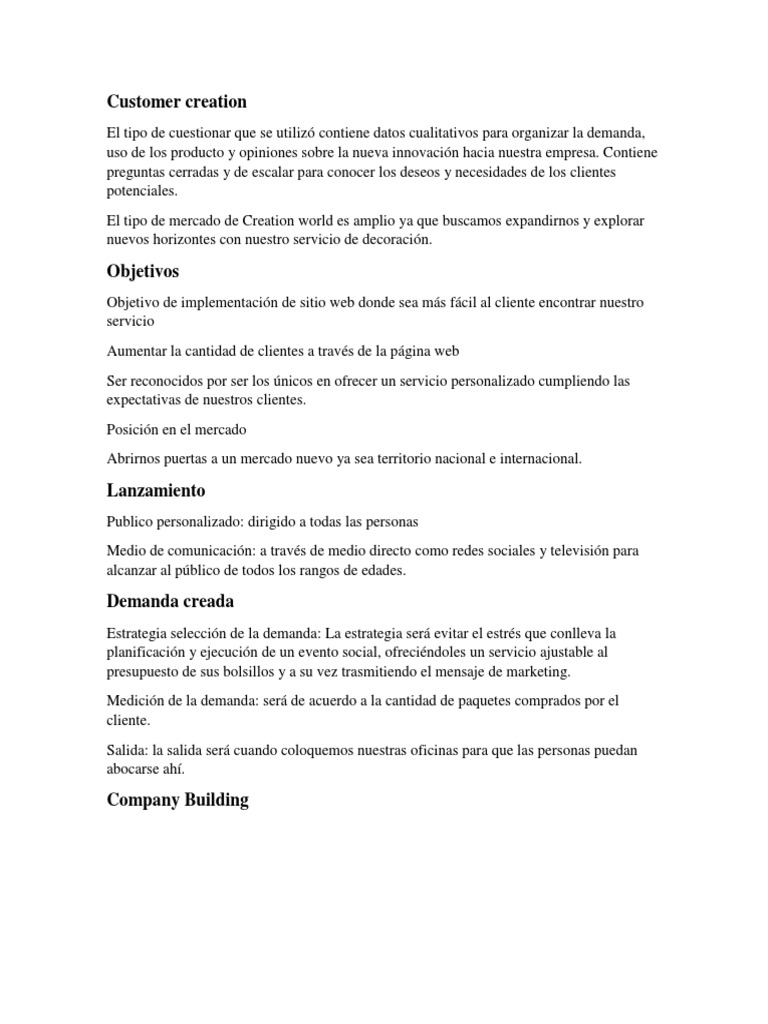 Estrategias para Creación de Clientes y Empresa | PDF | Crecimiento ...