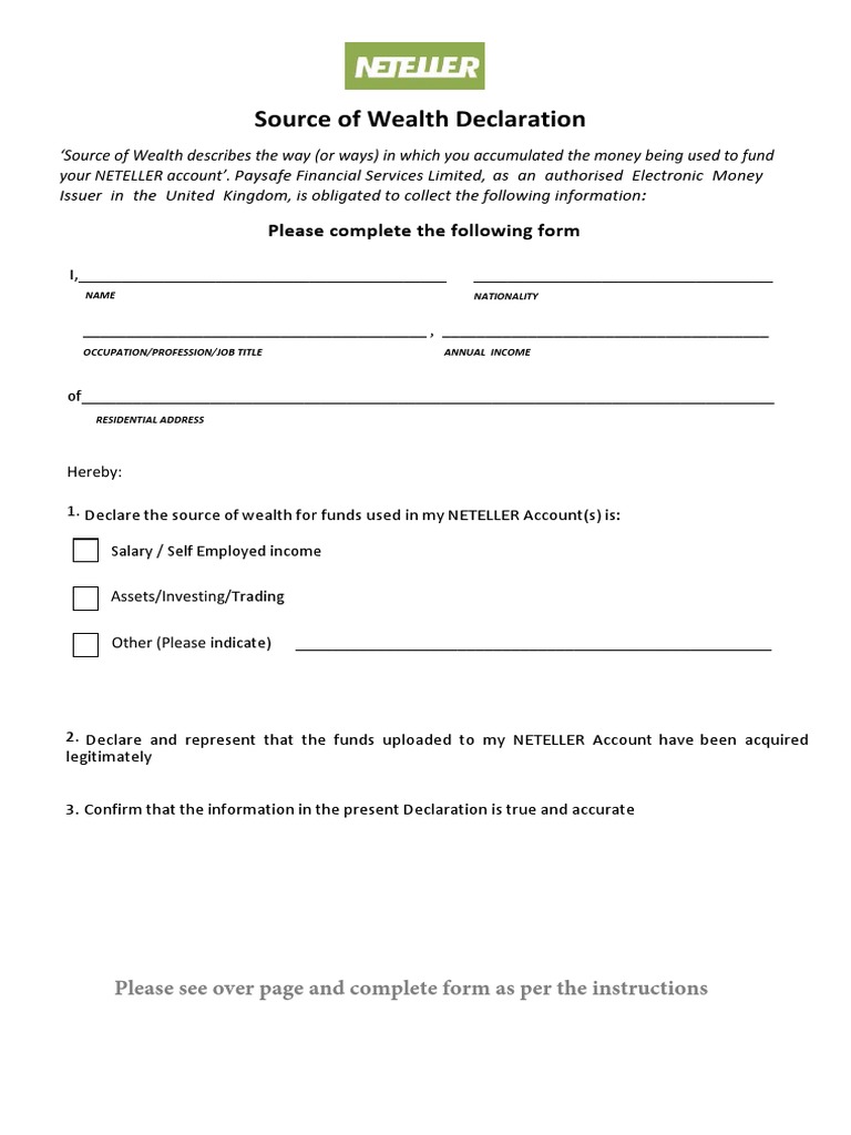 Source of Wealth - NETELLER | PDF | Employment | Investing