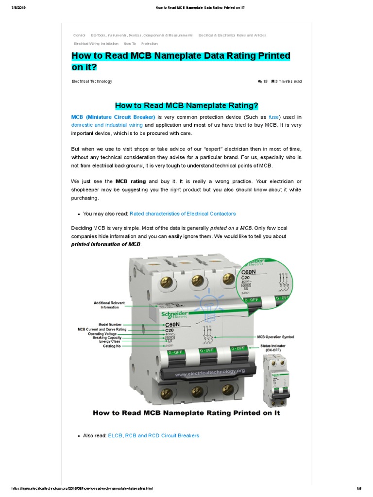 How To Read MCB Nameplate Data Rating Printed On It | PDF | Capacitor | Fuse (Electrical)