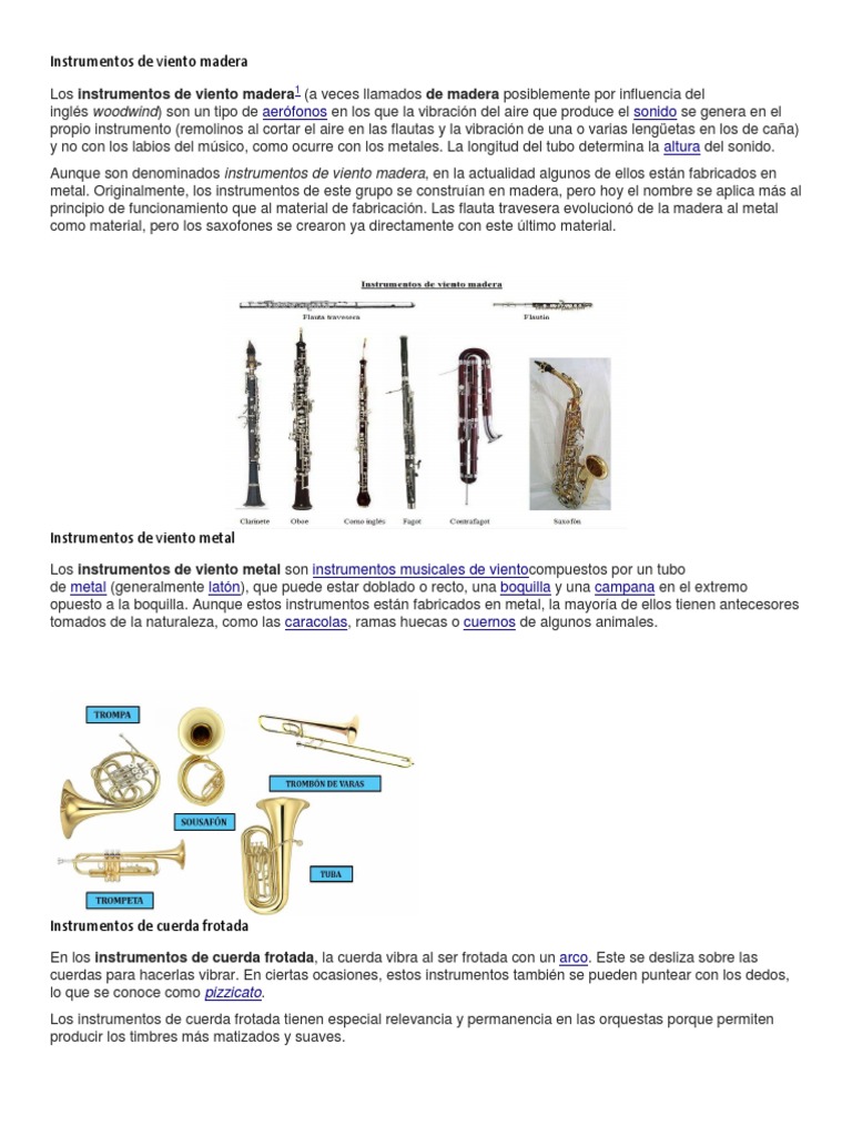Instrumentos de Viento Madera | PDF | Instrumentos de viento de madera ...
