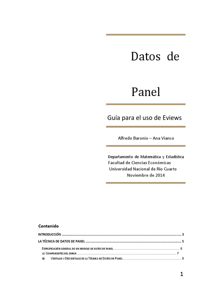 Datos de Panel | PDF | Mínimos cuadrados ordinarios | Modelo de efectos fijos
