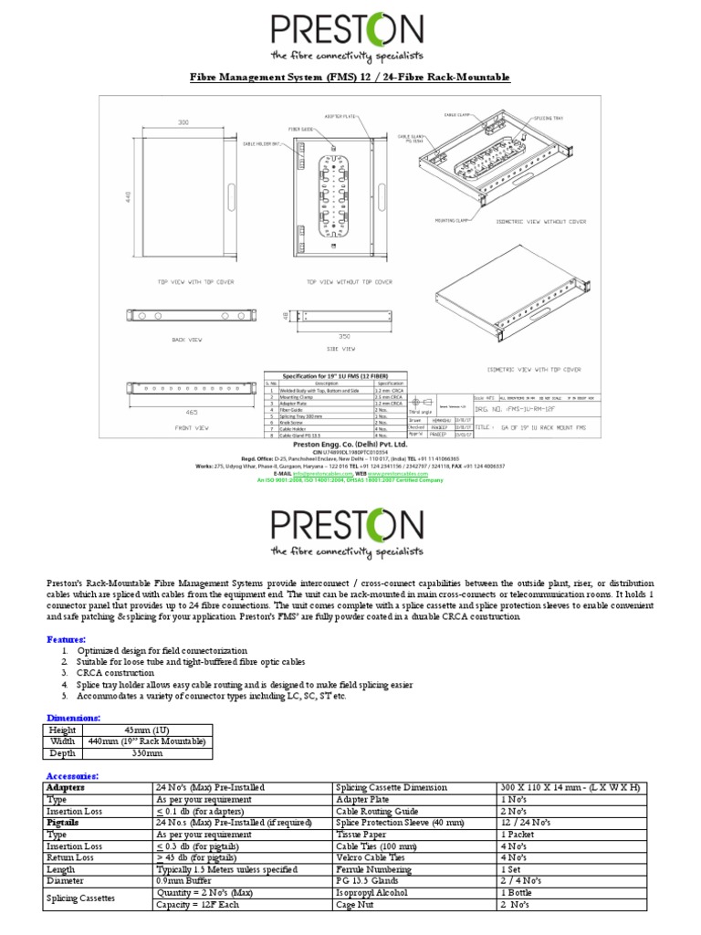 9 12, 24 Rack Mount LIU Datasheet PDF | PDF | Optical Fiber ...