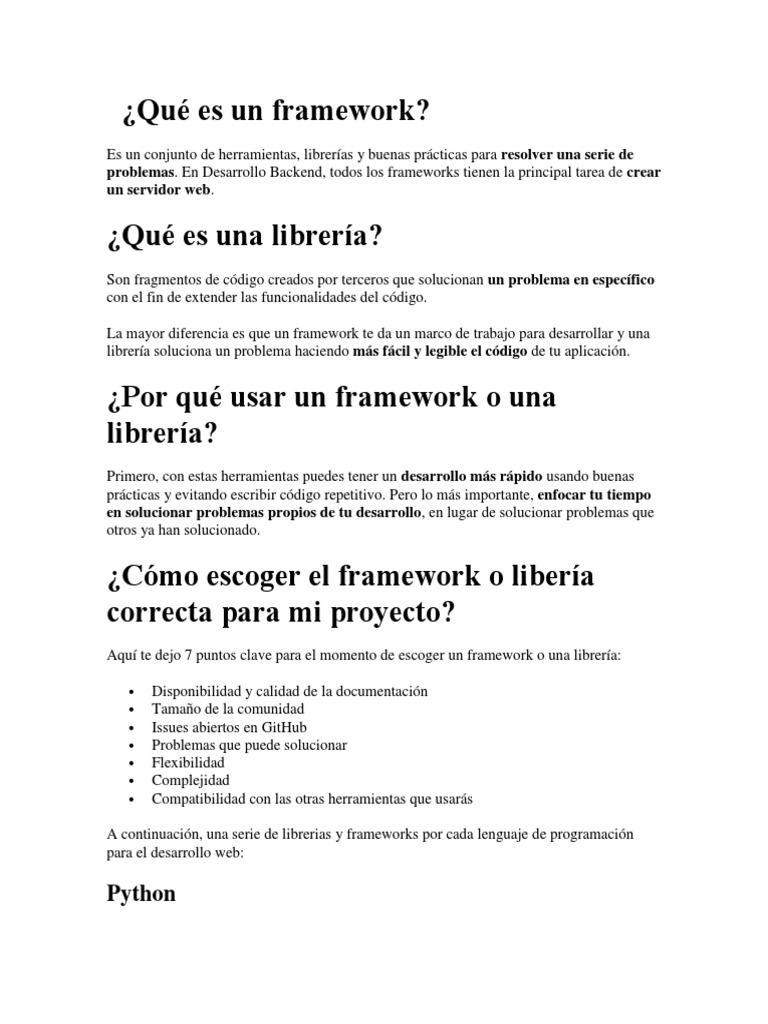 Qué Es Un Framework | PDF | Marco de software | Protocolo de ...