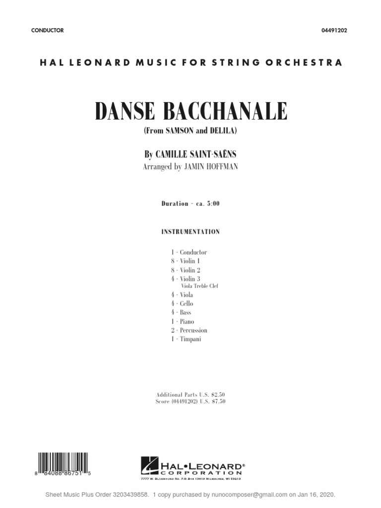 Danse Bacchanale From Samson and Delila Conductor Score Full Score | PDF | String Instruments ...