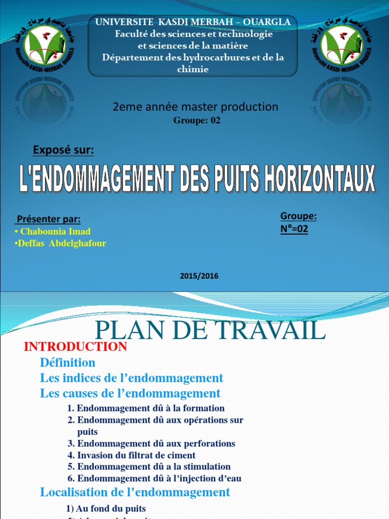 Endommagement G 02 | PDF | Forage | Chimie