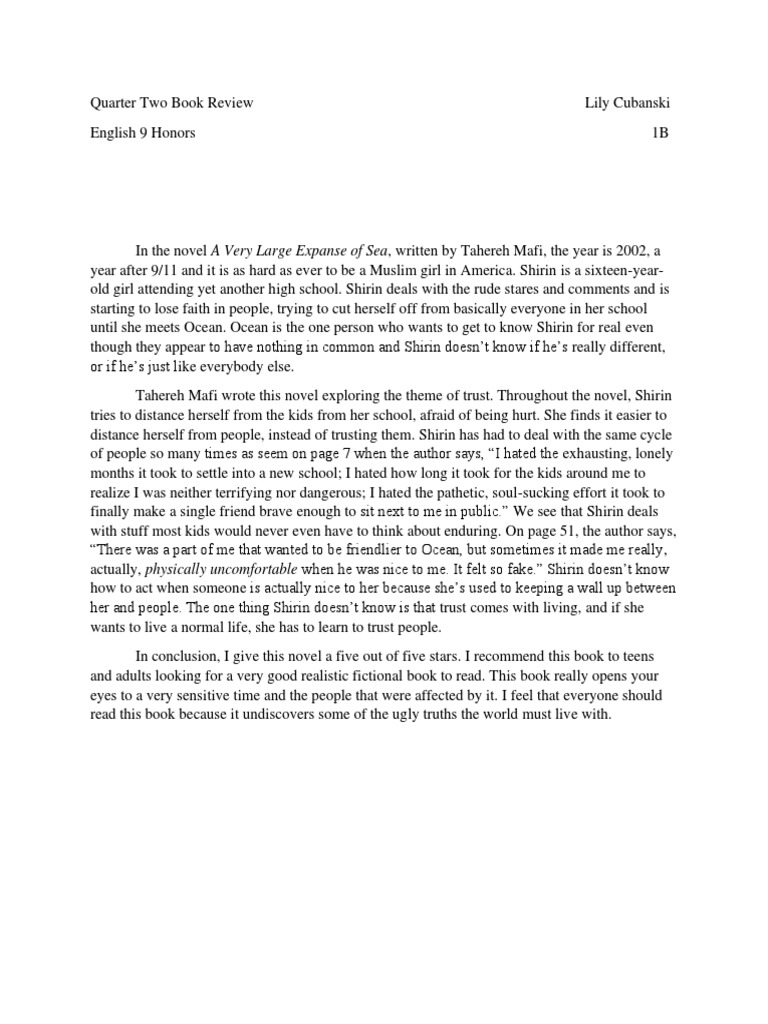 A Very Large Expanse of Sea Review | PDF | General Fiction