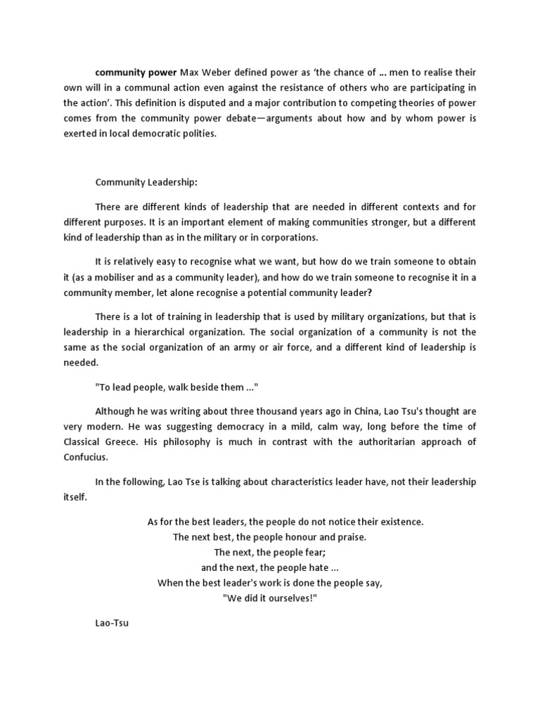 Max Weber's Definition of Power | PDF | Leadership | Transformational ...