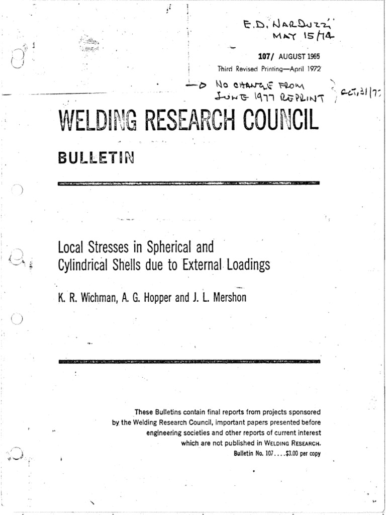 WRC-107 Stresses in Shells | PDF