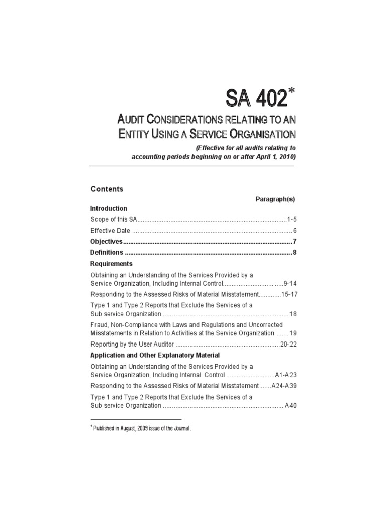 Sa 402 PDF | PDF | Financial Audit | Auditor's Report