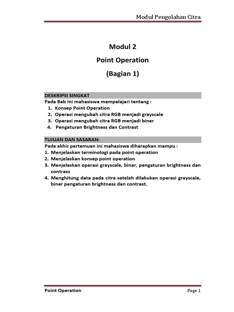 Modul 2 Point Operation - Bagian 1 | PDF