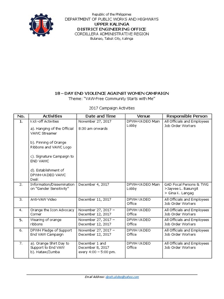 VAWC Activities | PDF | Government | Public Sphere