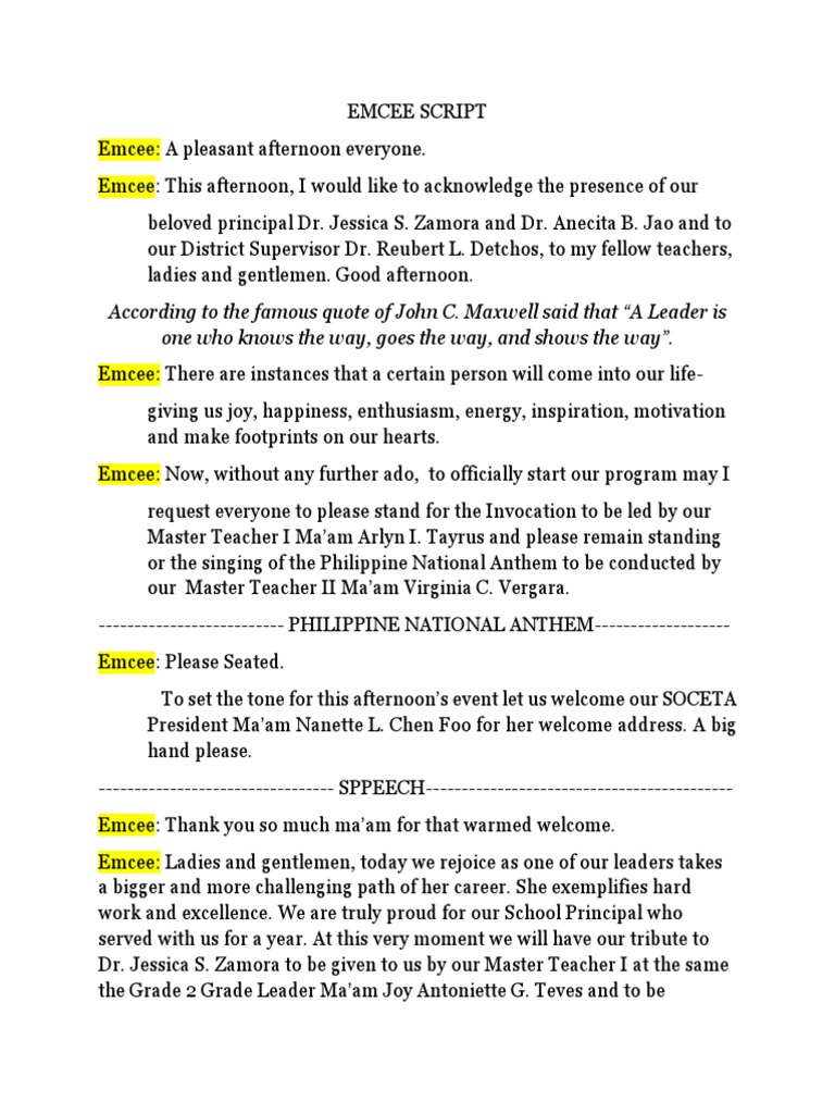 Despedida Script | PDF