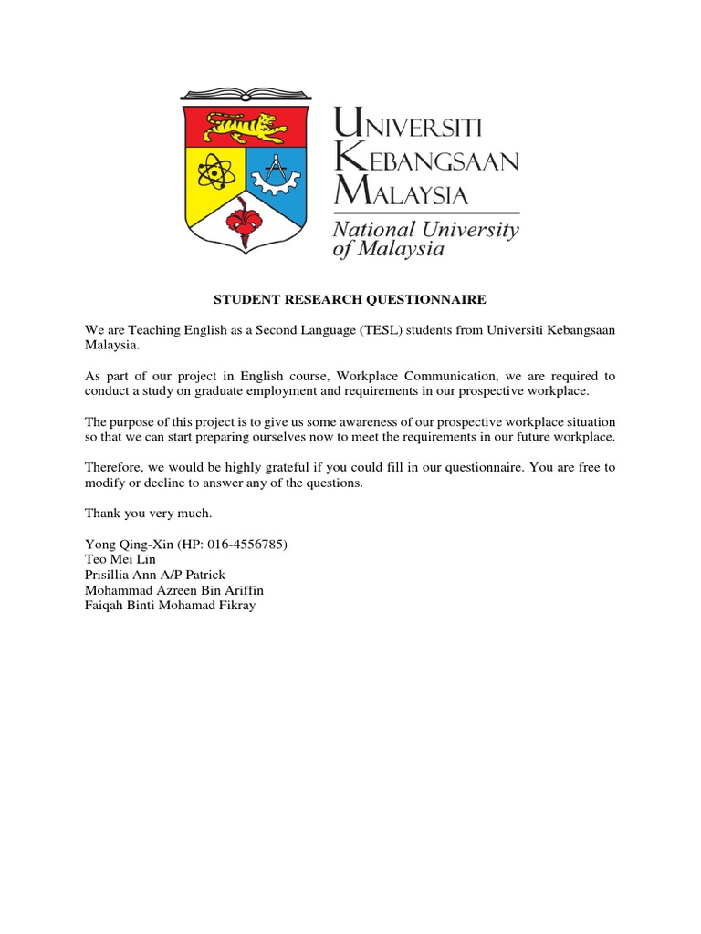 UKM Students Questionnaire | PDF | Teachers | Classroom Management