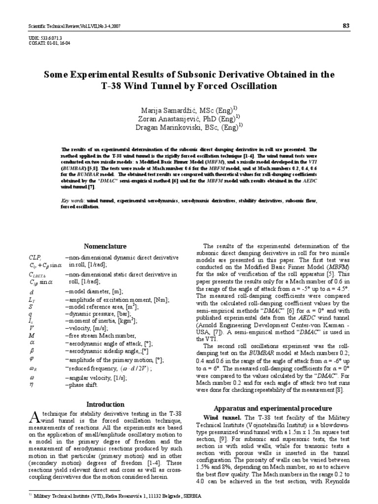 Subsonic Roll Damping of BUMBAR Missile | PDF | Wind Tunnel | Aerodynamics