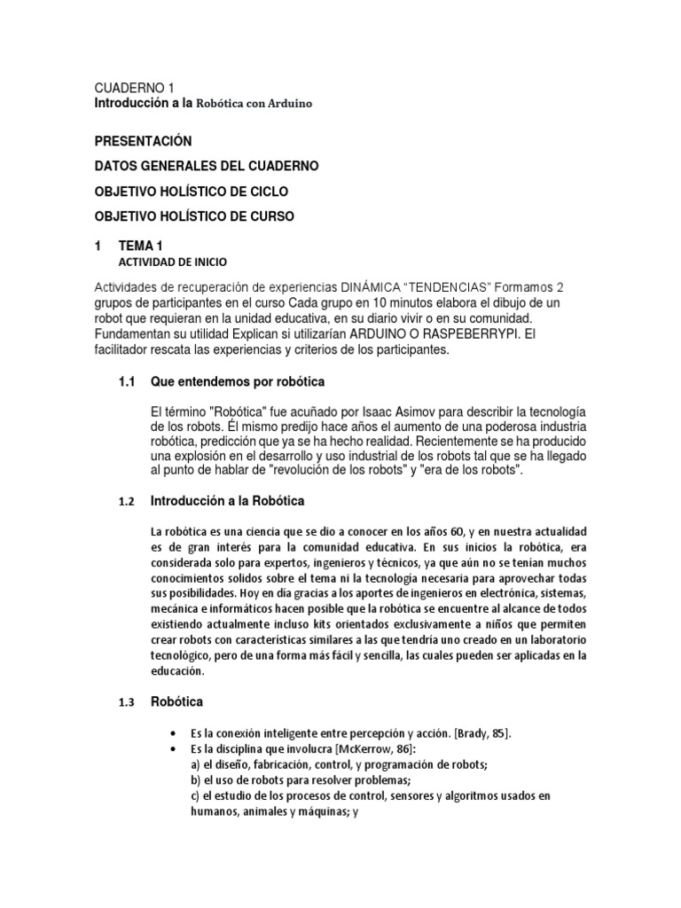 01 - Introduccion A La Robotica Con Arduino | PDF | Arduino | Robot 01 - Introduccion A La Robotica Con Arduino | PDF | Arduino | Robot