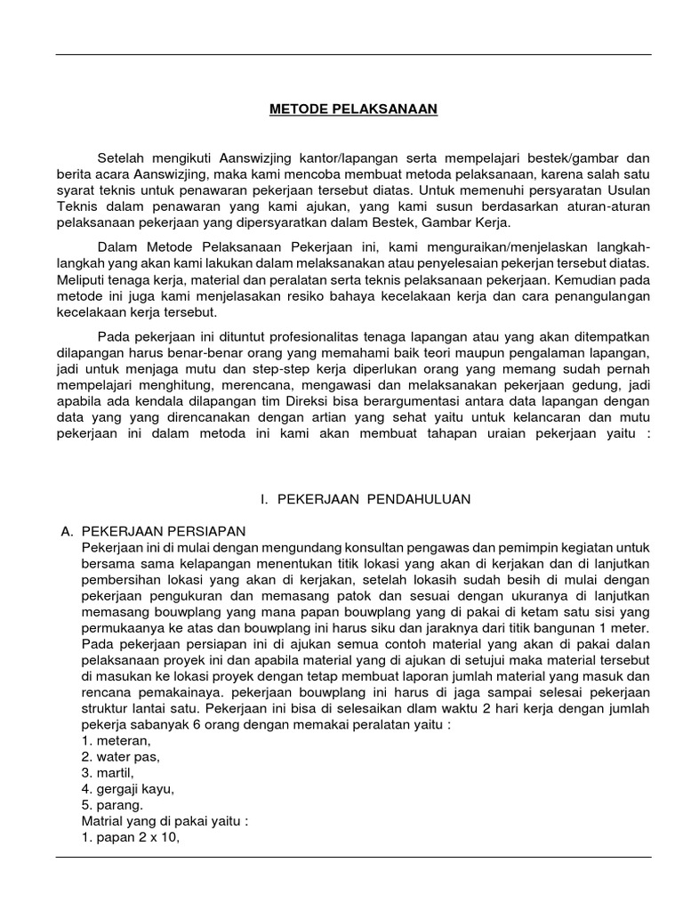 Contoh Draft Metode Pelaksanaan | PDF