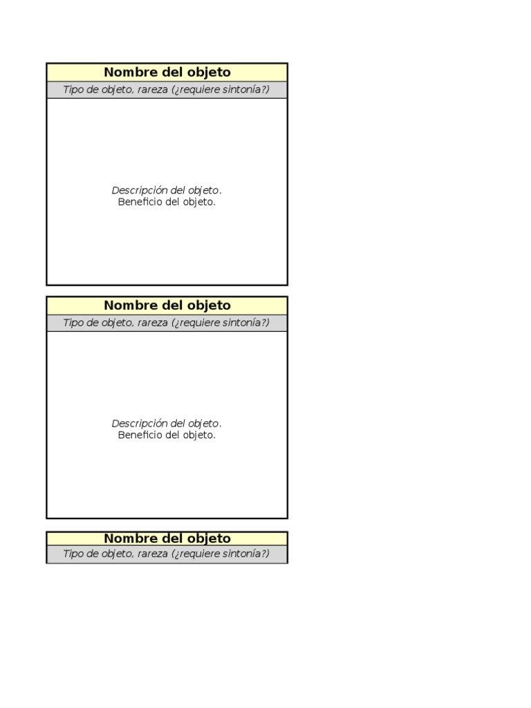 Plantilla de Objetos Mágicos | PDF