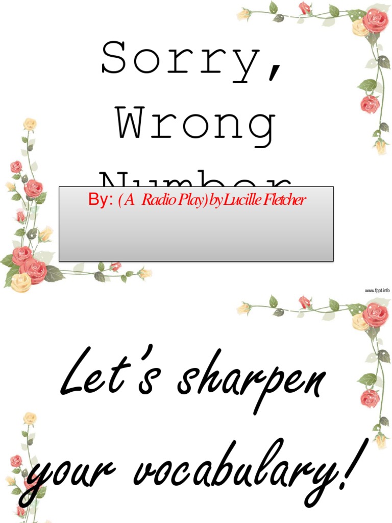 Sorry, Wrong Number Vocabulary | PDF | Language Arts & Discipline | Art