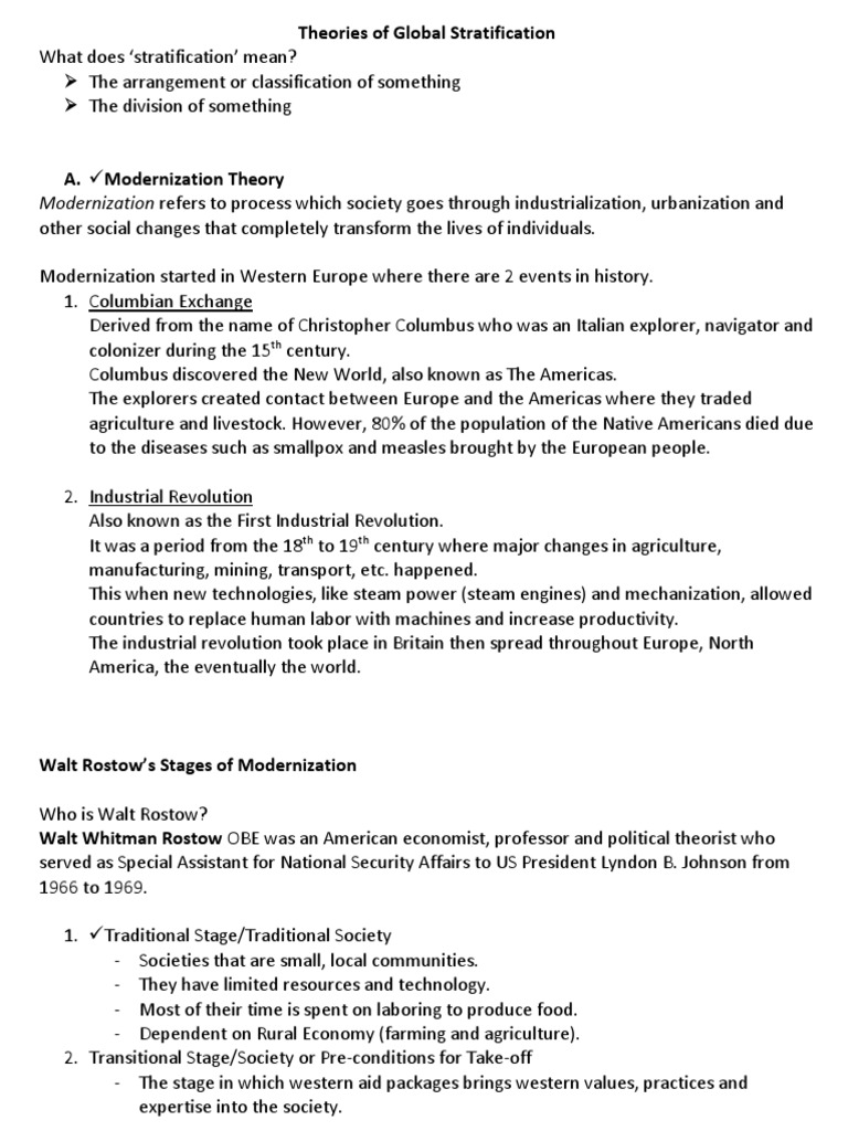 Global Stratification Theories | PDF | International Development ...