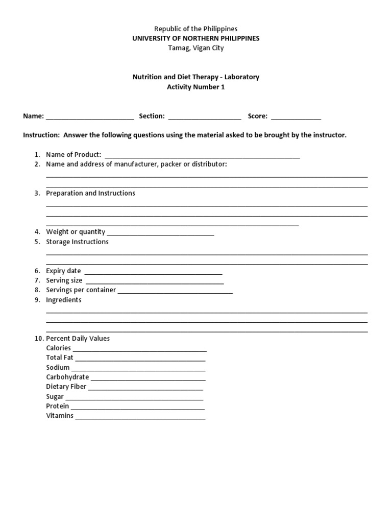 Nutri Lab Activity 1 | PDF | Carbohydrates | Nutrition