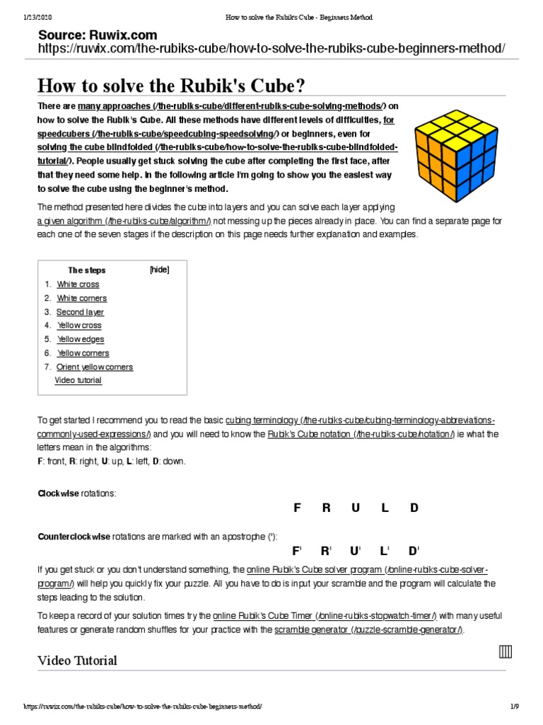 How To Solve The Rubik's Cube | PDF | Teaching Mathematics