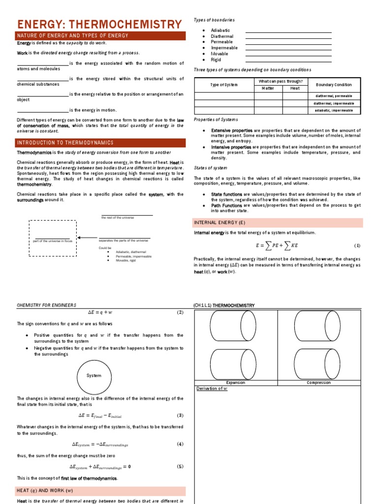 Ch1 Thermochemistry | PDF | Heat | Enthalpy
