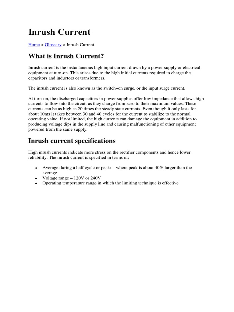 Inrush Current | PDF | Resistor | Electric Current