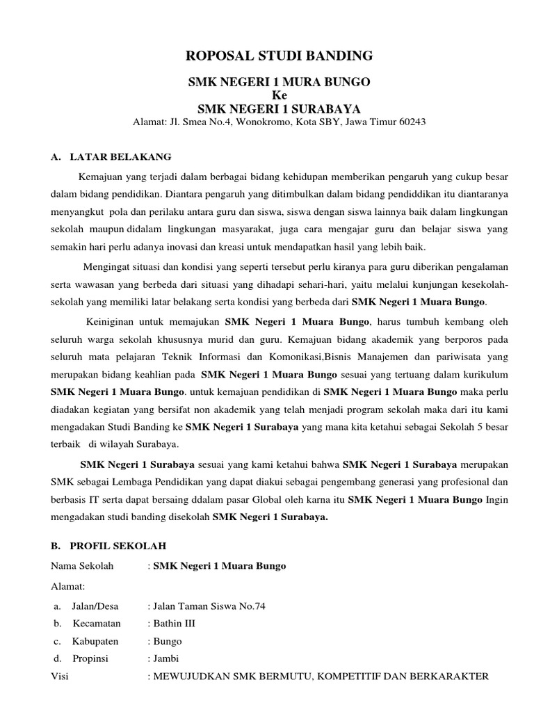 Proposal Studi Banding Ke SMK Surabaya Edited | PDF