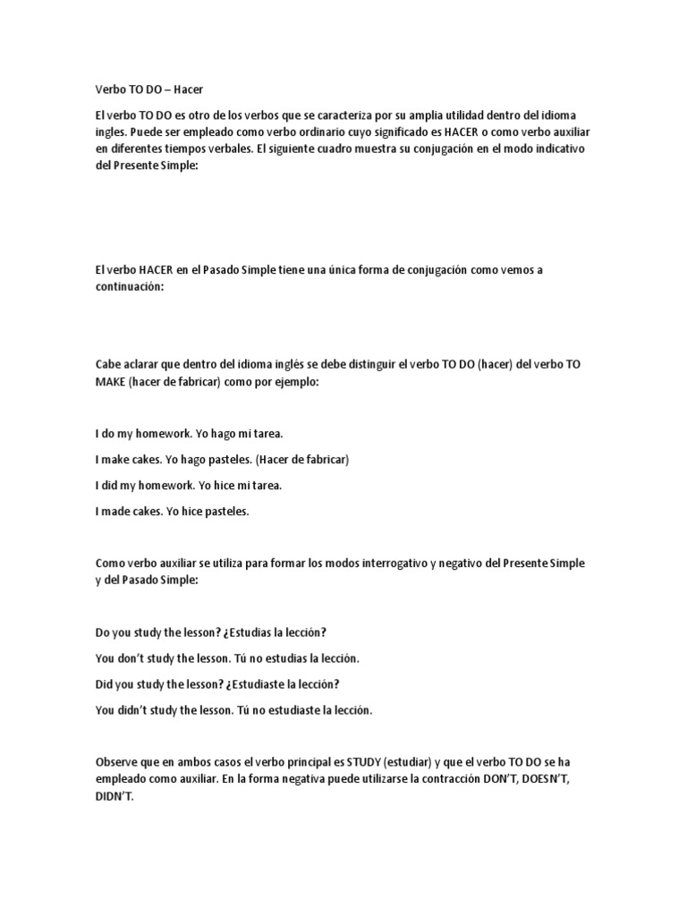 Verbo TO DO | PDF