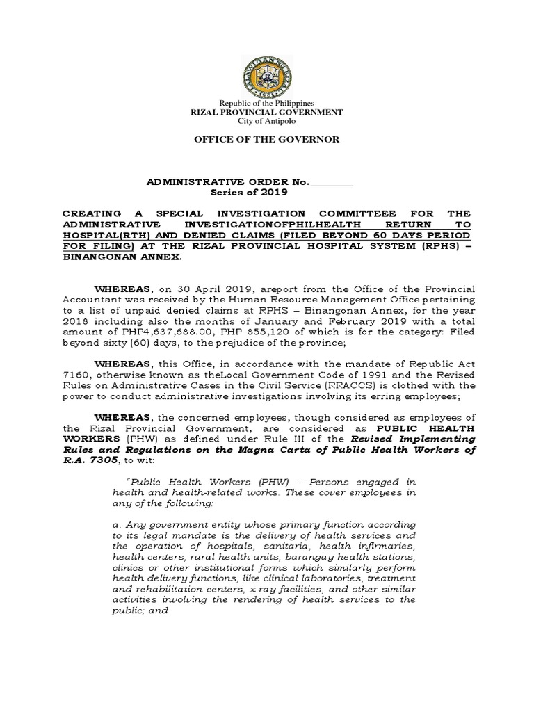 Creation of SIC Under RA 7305 | PDF | Health Professional | Public Health