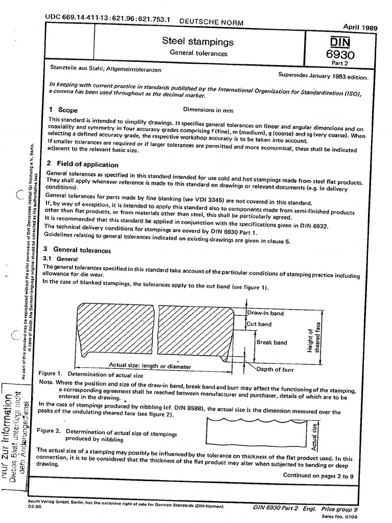Din-6930-2 Tolerance PDF | PDF