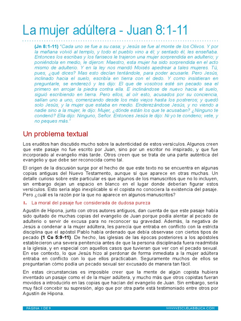 La Mujer Adultera | Descargar gratis PDF | Pecado | Jesús