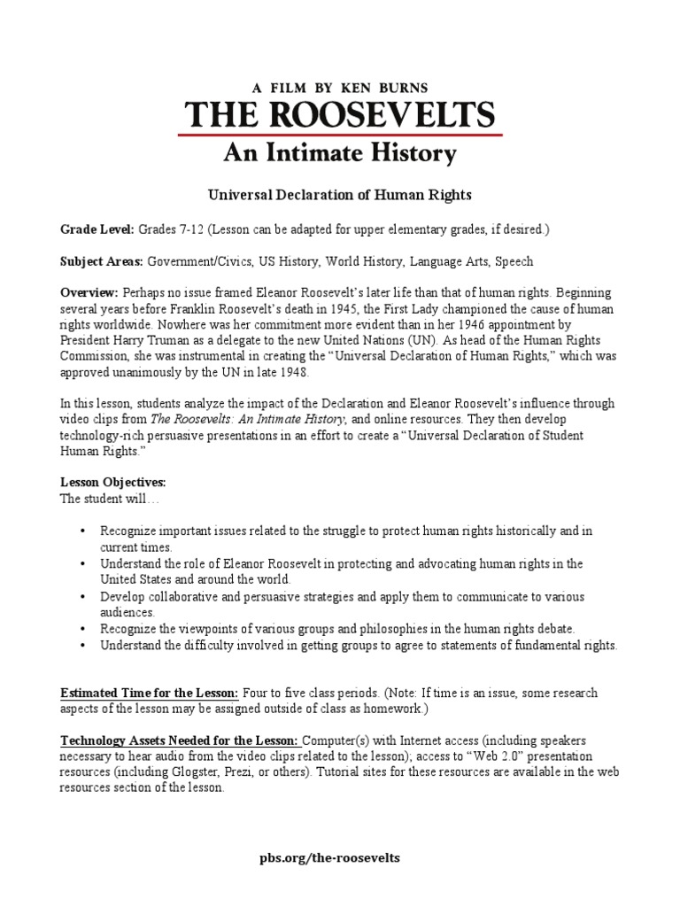 Declaration of Human Rights Lesson Plan v2 PDF | PDF | Eleanor ...