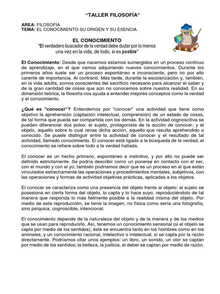 Guia #7. El Conocimiento | Descargar gratis PDF | Empirismo | Conocimiento