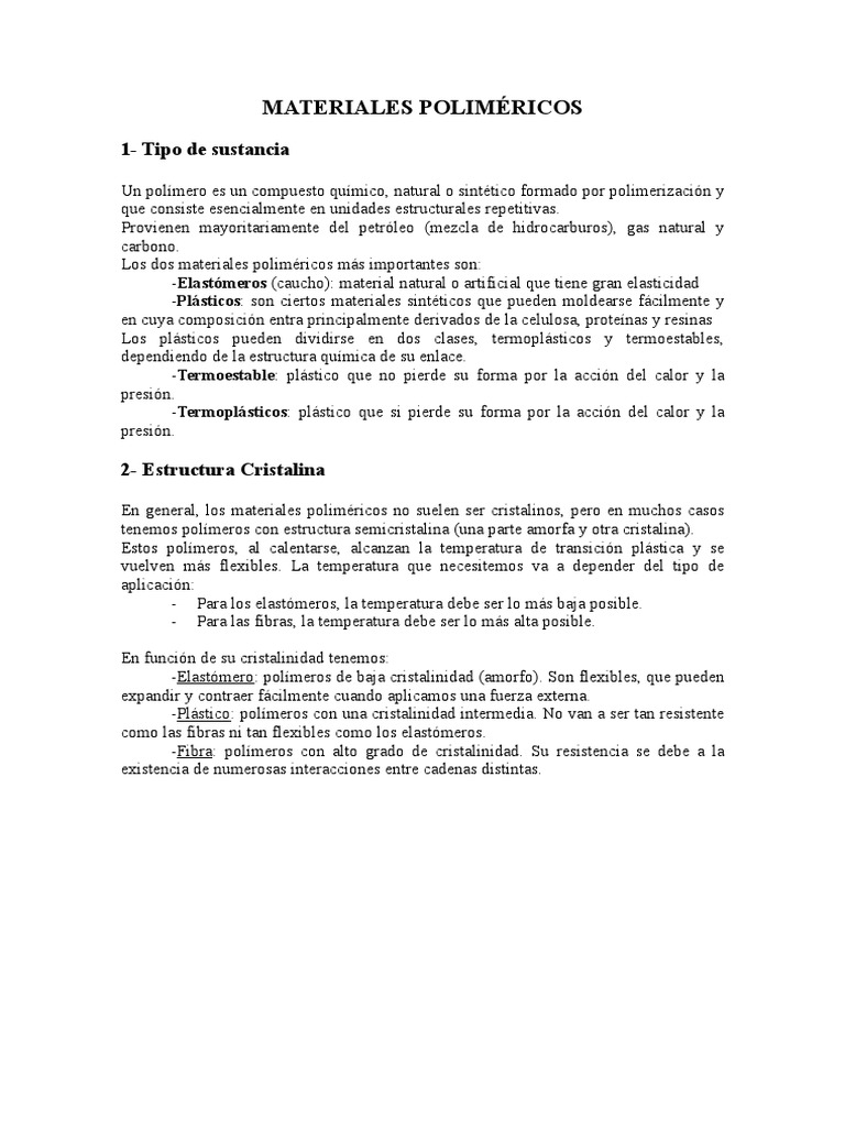 Materiales Poliméricos | PDF | Polímeros | Elastómero
