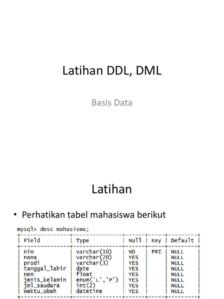 Latihan DDL, DML | PDF