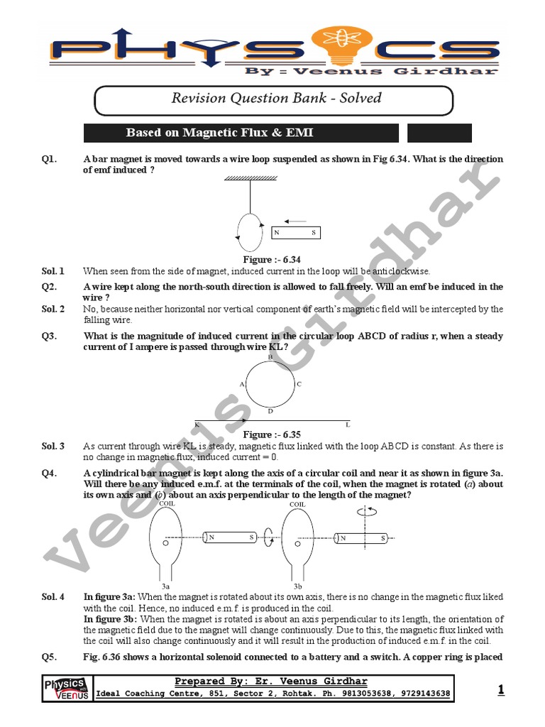 EMI Revision Question Bank - Solved | PDF | Electromagnetic Induction ...