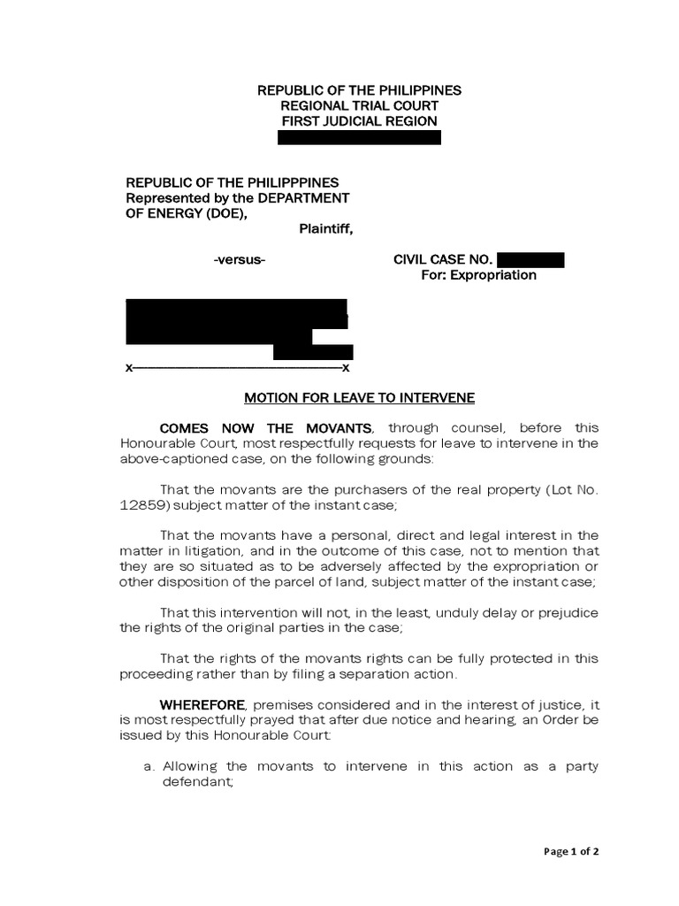 Motion To Intervene (Redacted) | PDF | Government Institutions | Lawsuit