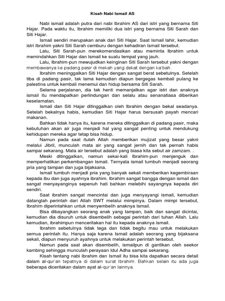 Kisah Nabi Ismail AS | PDF